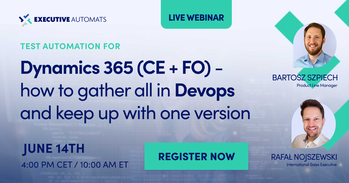 Live Webinar: Test automation for Dynamics 365 (CE + FO) - how to ...